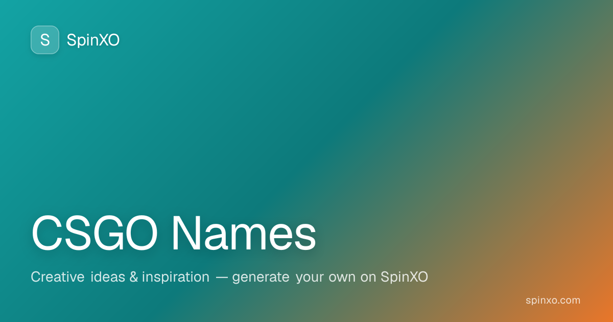 CSGO Name Generator - Create Unique CSGO Names | SpinXO