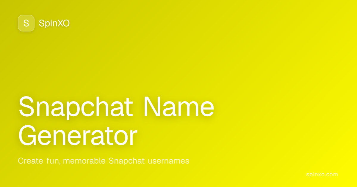 Snapchat Username Generator - 1000+ Fun Username Ideas (2026) | SpinXO
