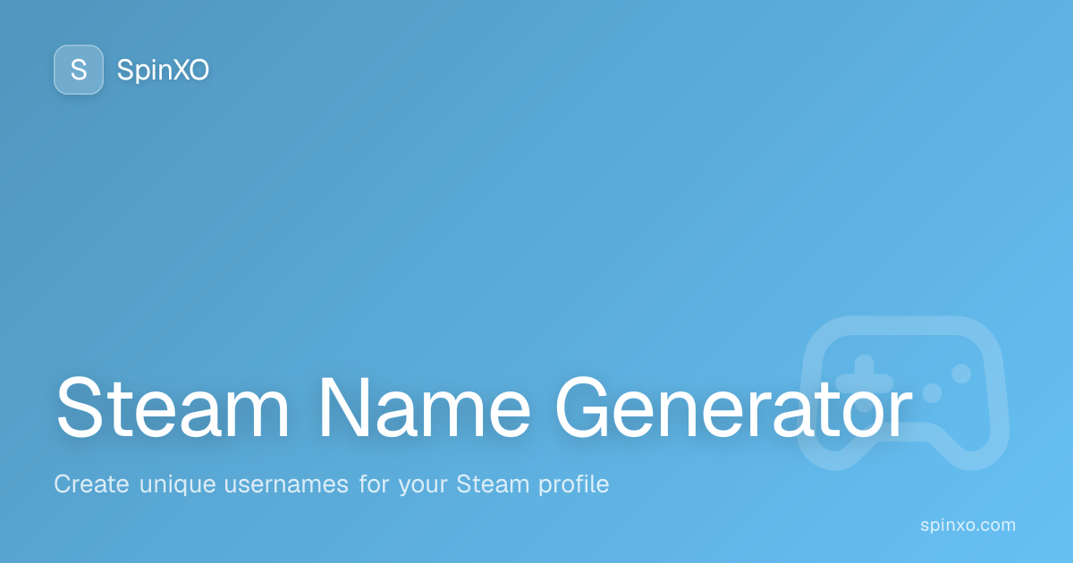Gerador de Nomes para Steam - 1000+ Ideias Únicas (2026) | SpinXO