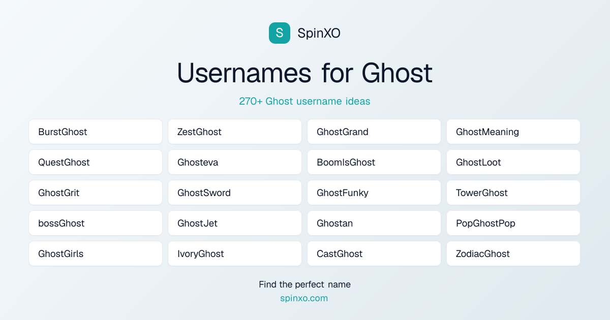 Ghost Username Ideas - 300+ Aesthetic, Cute & Cool Names | SpinXO