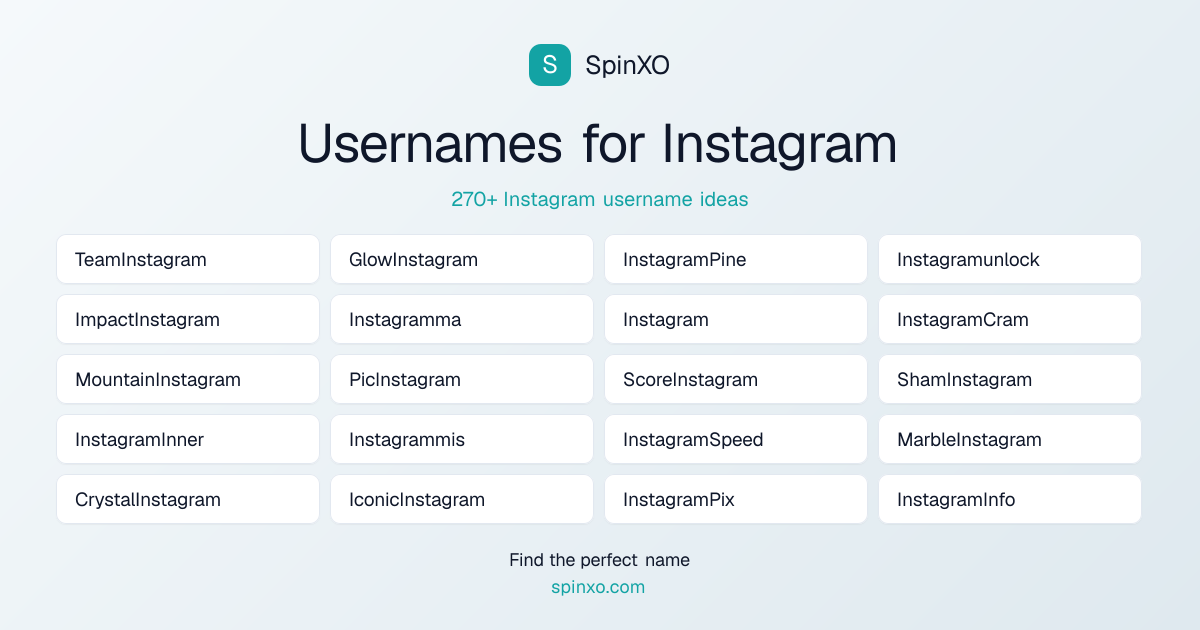 Pseudos Instagram pour Instagram, TikTok & gaming - 270+ idées | SpinXO